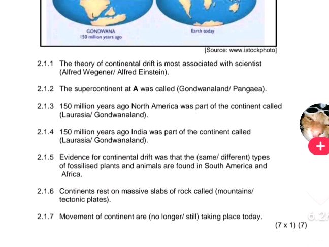 2.1.1 The theory of continental drift is | StudyX