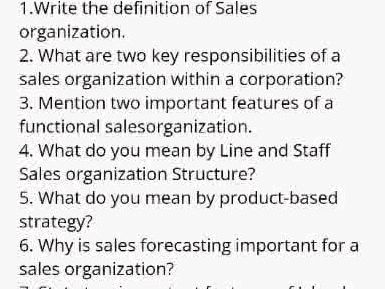 1. Write the definition of Sales | StudyX