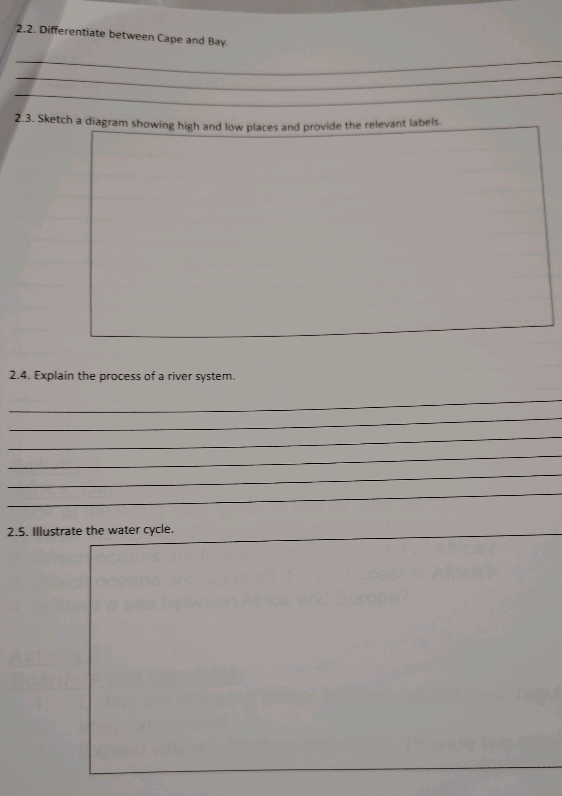 2.2. Differentiate between Cape and Bay. | StudyX