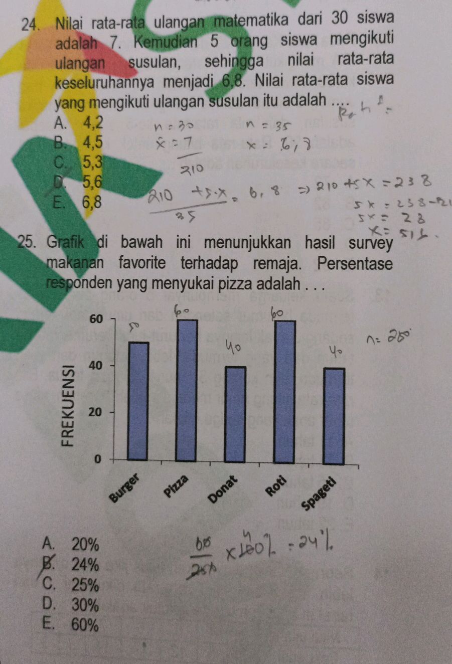 24. Nilai rata-rata ulangan matematika dari | StudyX