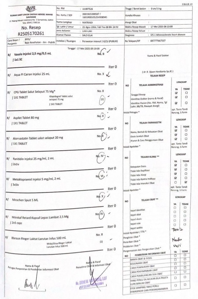 R/ Vasola Injeksi 2,5 mg/0,5 mL 1x1 SC R/