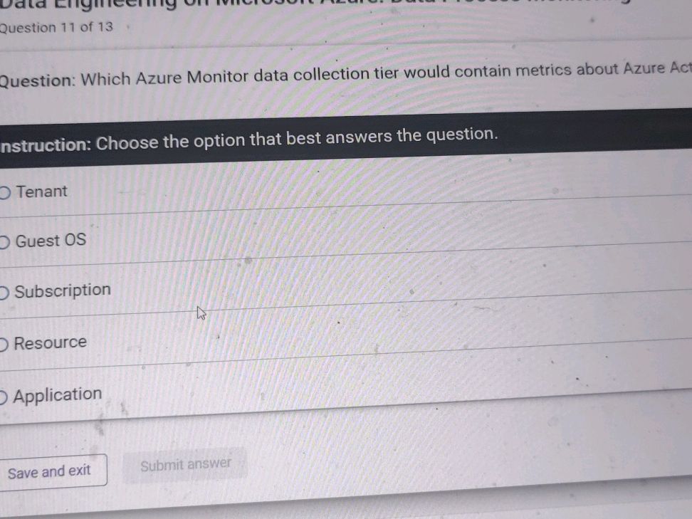 Question: Which Azure Monitor data | StudyX