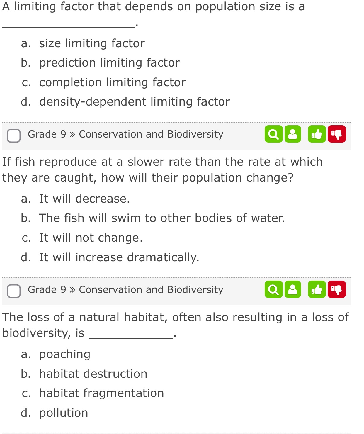 A limiting factor that depends on population | StudyX