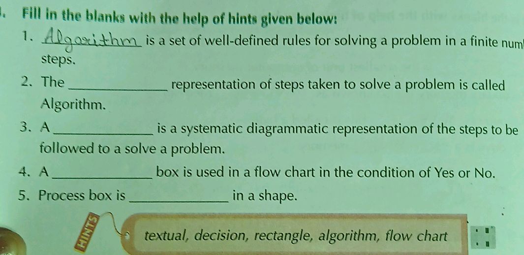 1. Algorithm is a set of well-defined rules | StudyX