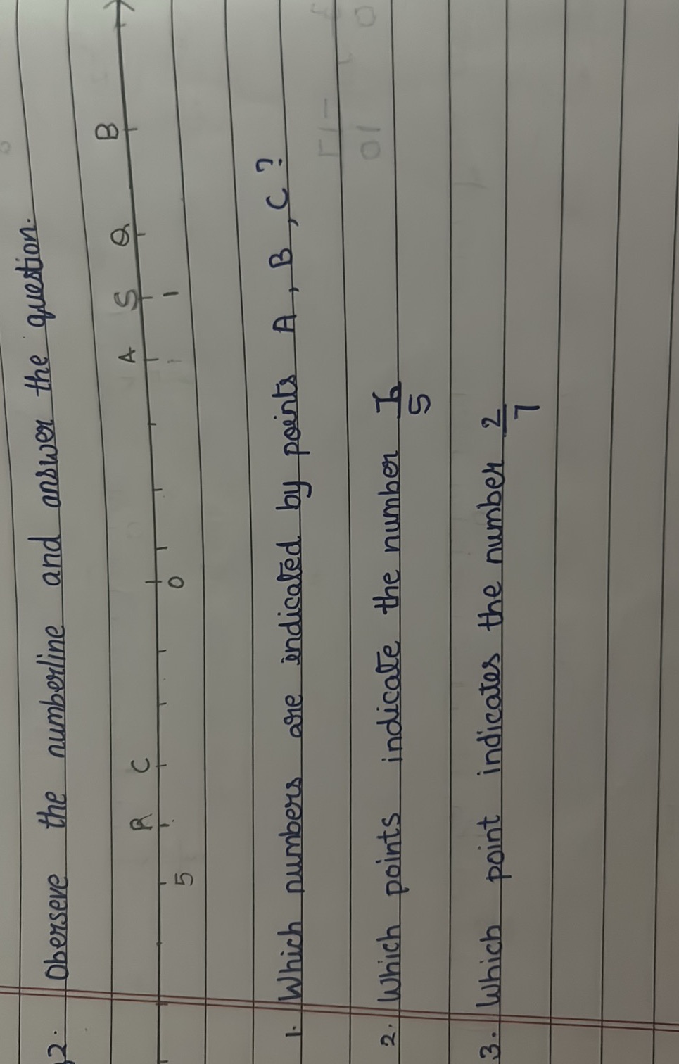 2. Oberseve the numberline and answer the | StudyX