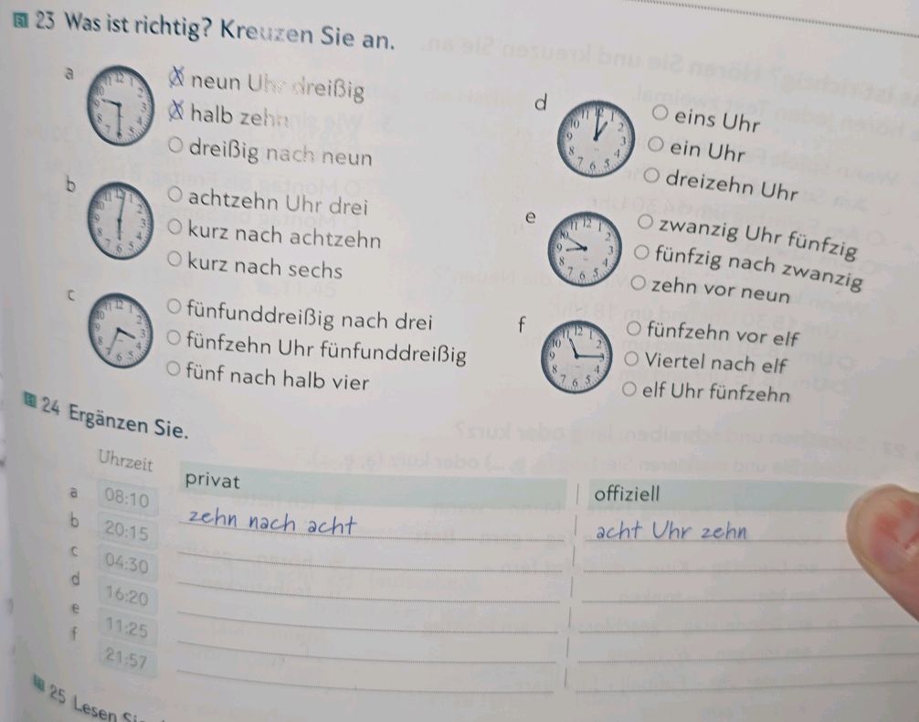 23 Was ist richtig? Kreuzen Sie an. a * | StudyX
