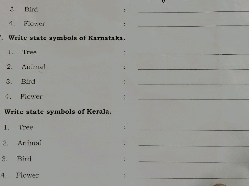 Write state symbols of Karnataka. 1. Tree 2. | StudyX