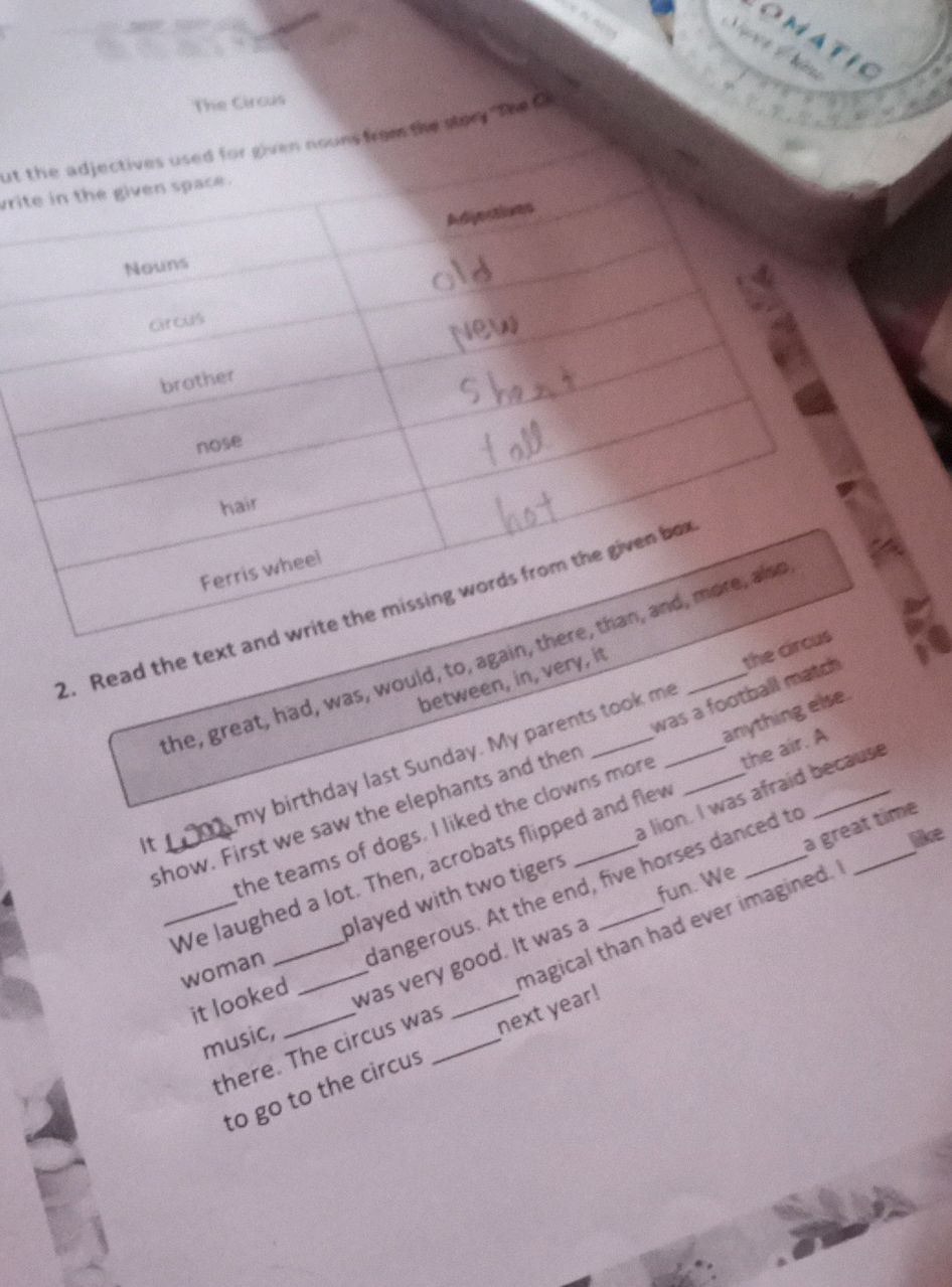 1. Fill in the blanks with the adjectives | StudyX