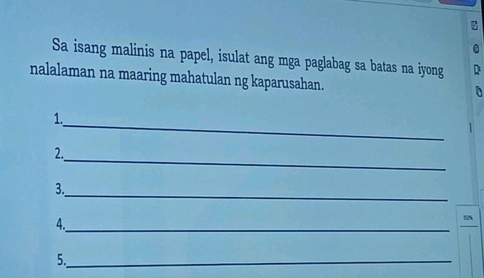 Sa isang malinis na papel, isulat ang mga | StudyX
