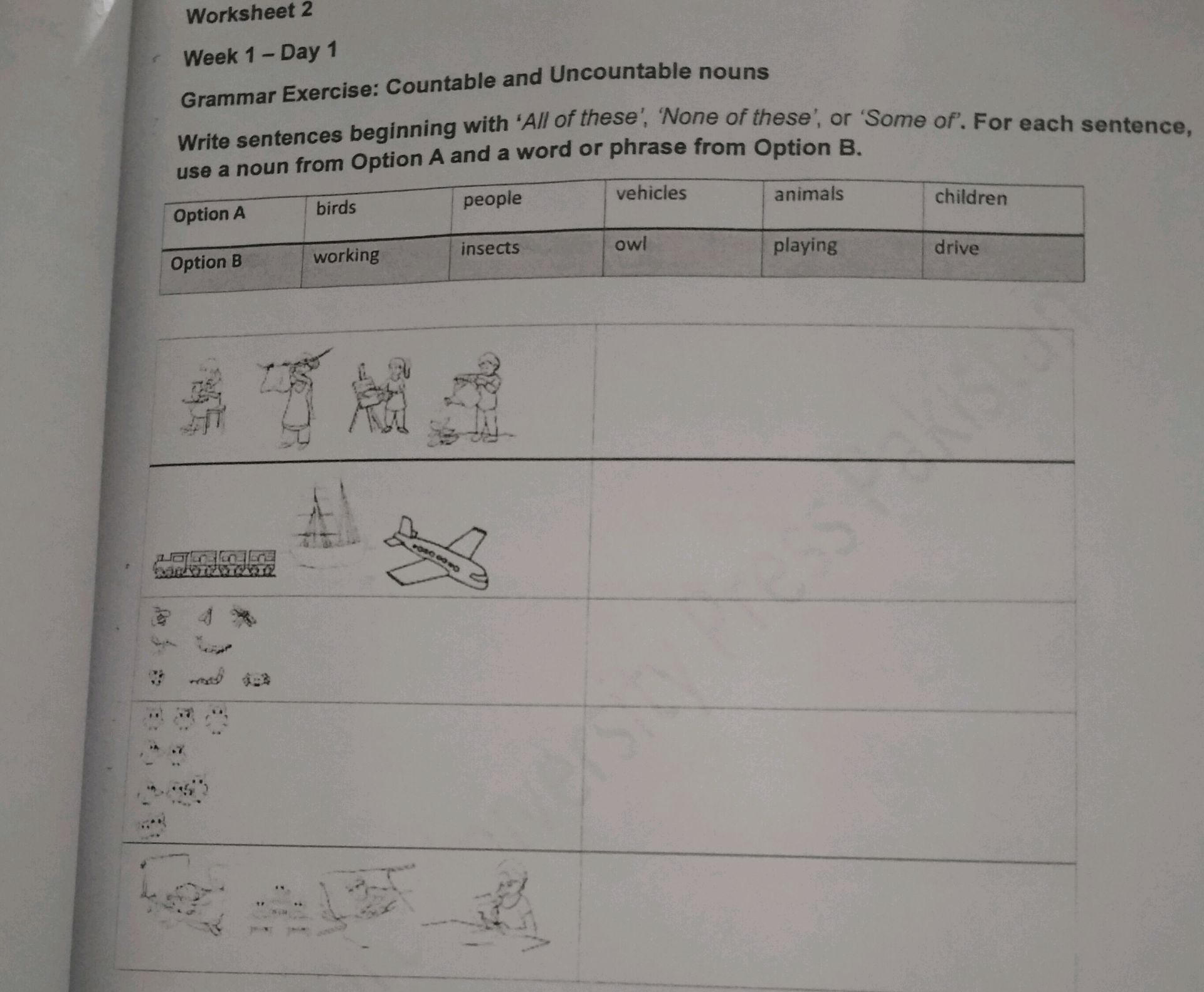 Worksheet 2 Week 1 - Day 1 Grammar Exercise: | StudyX