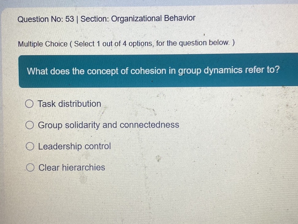 What does the concept of cohesion in group | StudyX