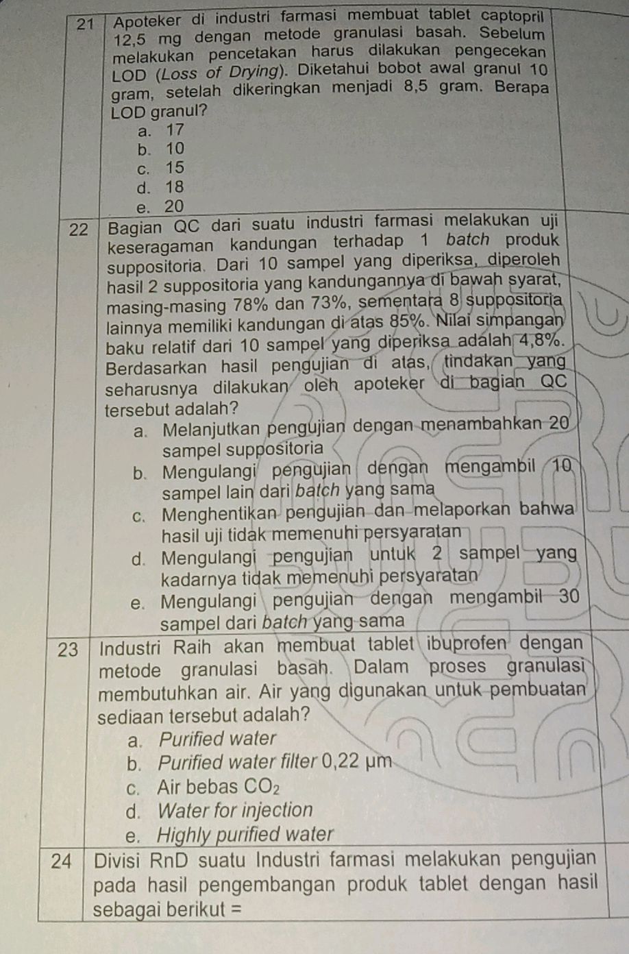 21. Apoteker di industri farmasi membuat | StudyX