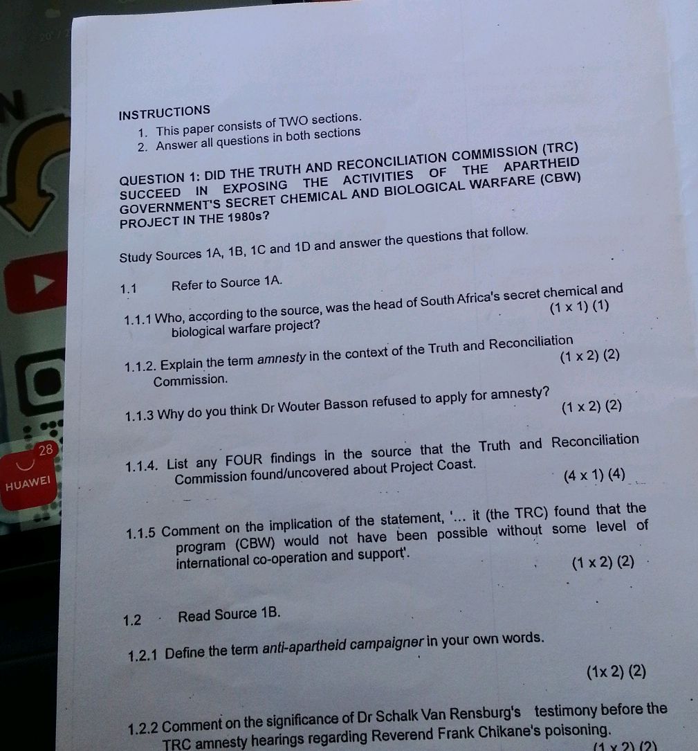 QUESTION 1: DID THE TRUTH AND RECONCILIATION | StudyX