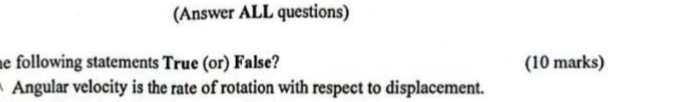 (Answer ALL questions) The following | StudyX