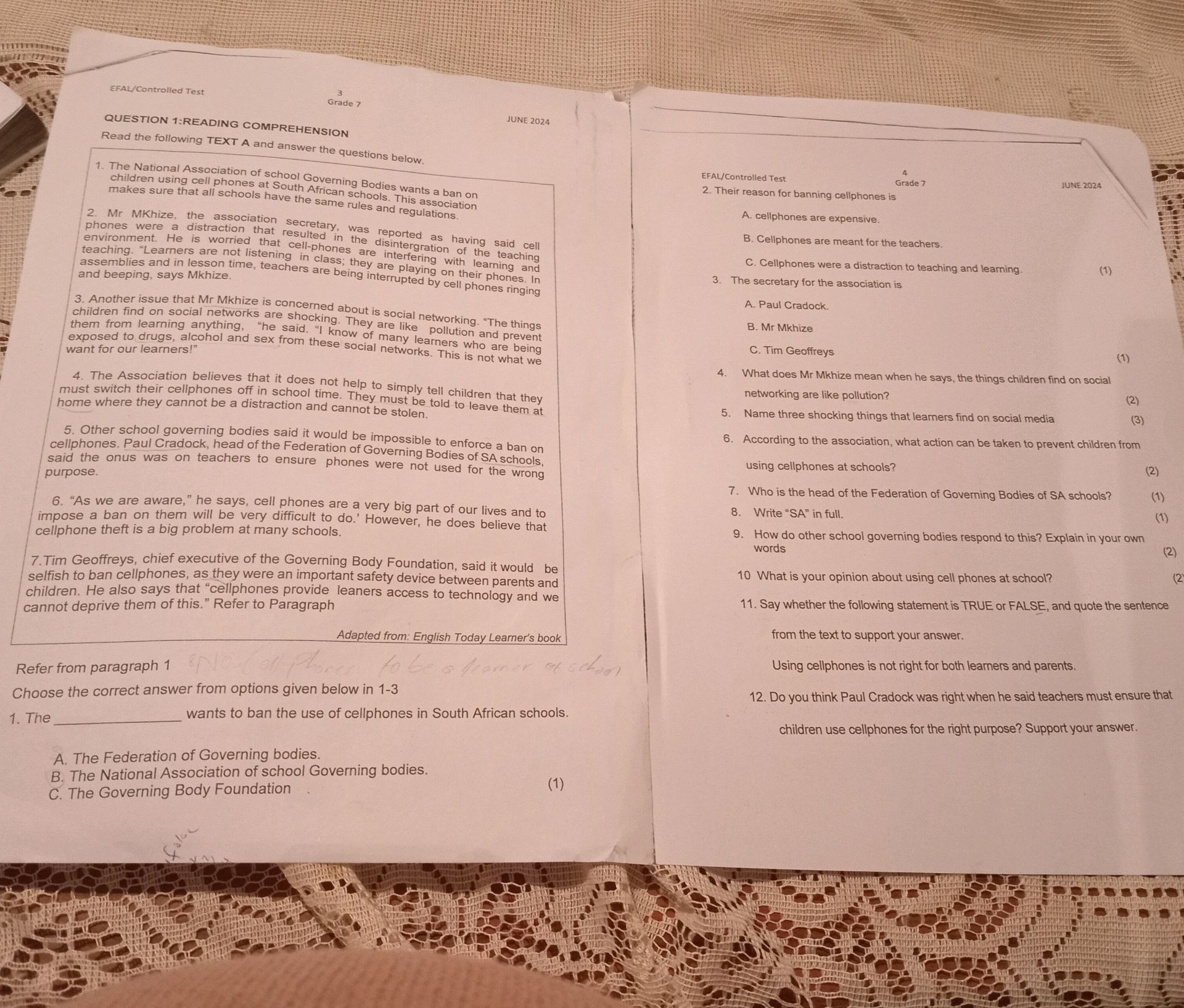 Refer from paragraph 1 Choose the correct | StudyX