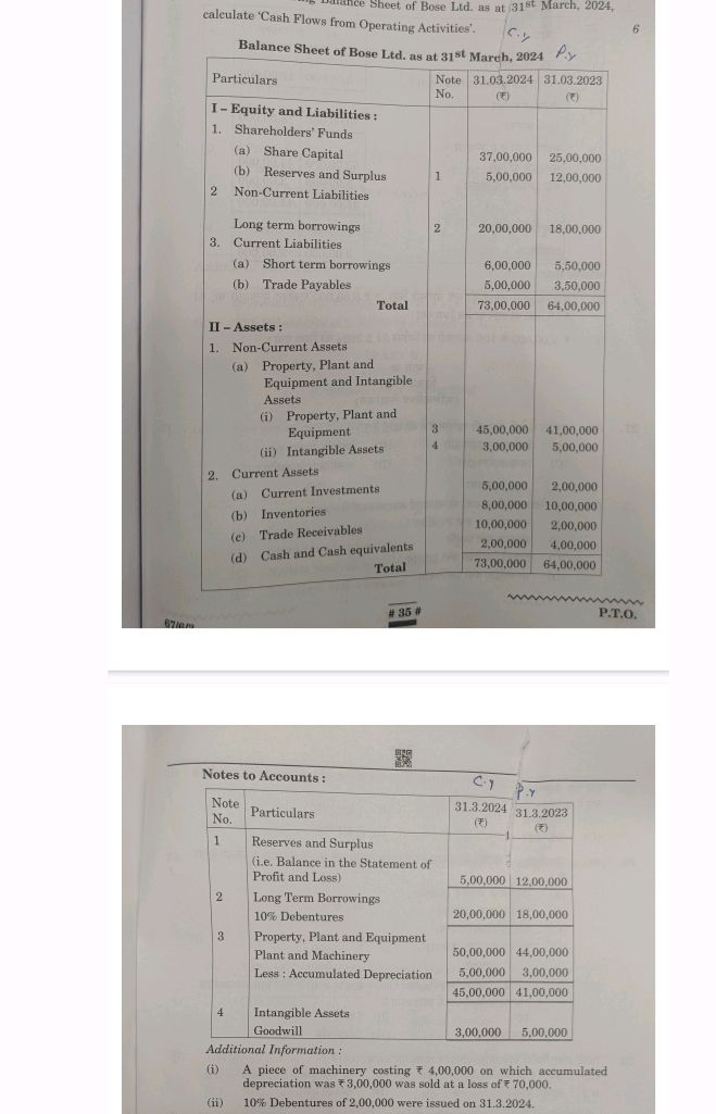 Calculate 'Cash Flows from Operating | StudyX