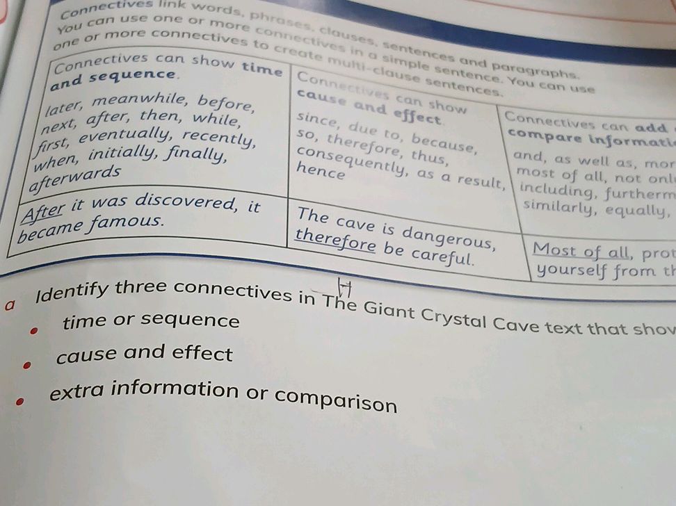 Identify three connectives in The Giant | StudyX