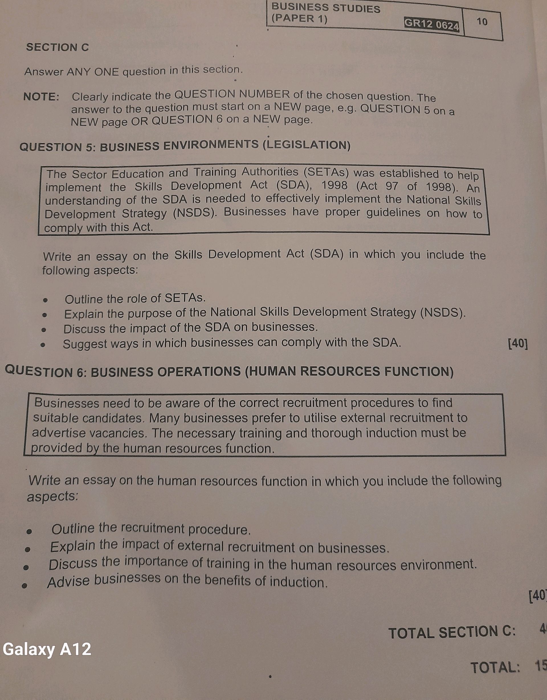 QUESTION 5: BUSINESS ENVIRONMENTS | StudyX