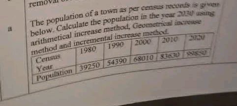 The population of a town as per census | StudyX