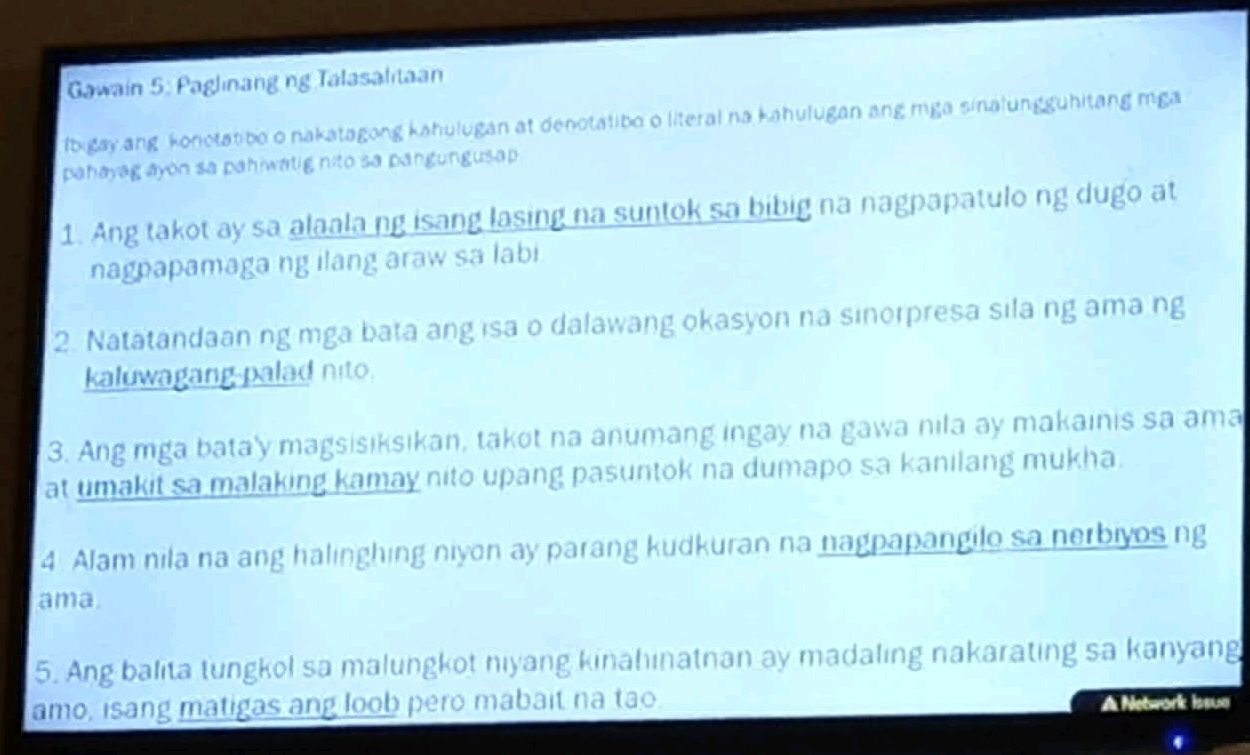 Gawain 5: Paglinang ng Talasalitaan Ibigay | StudyX
