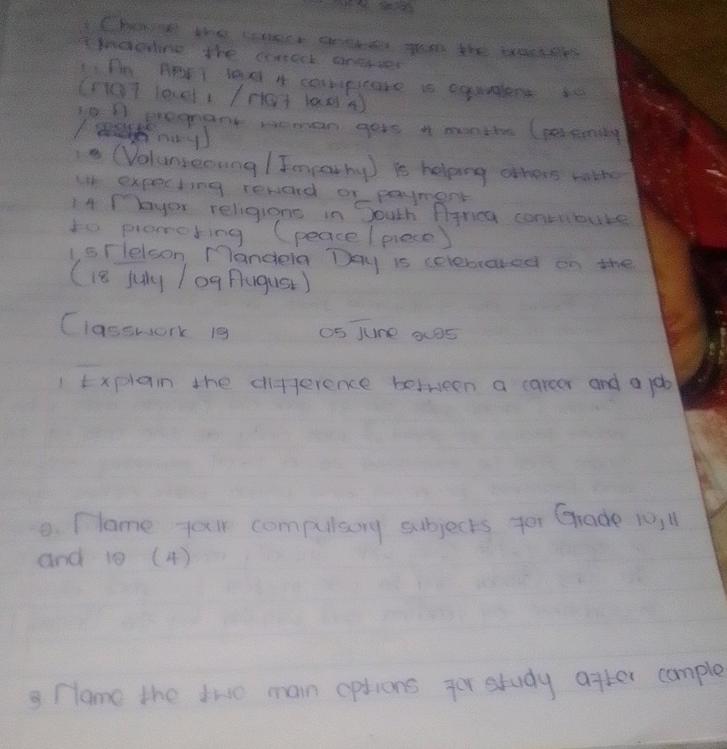 1. Explain the difference between a career | StudyX