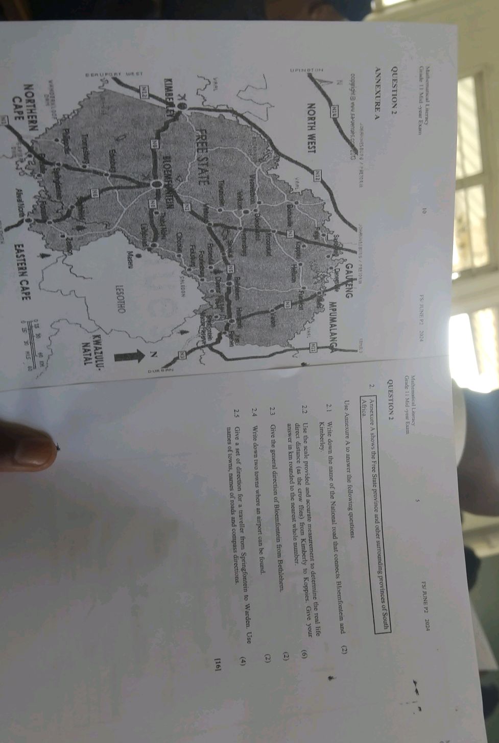 2. Annexure A shows the Free State province | StudyX