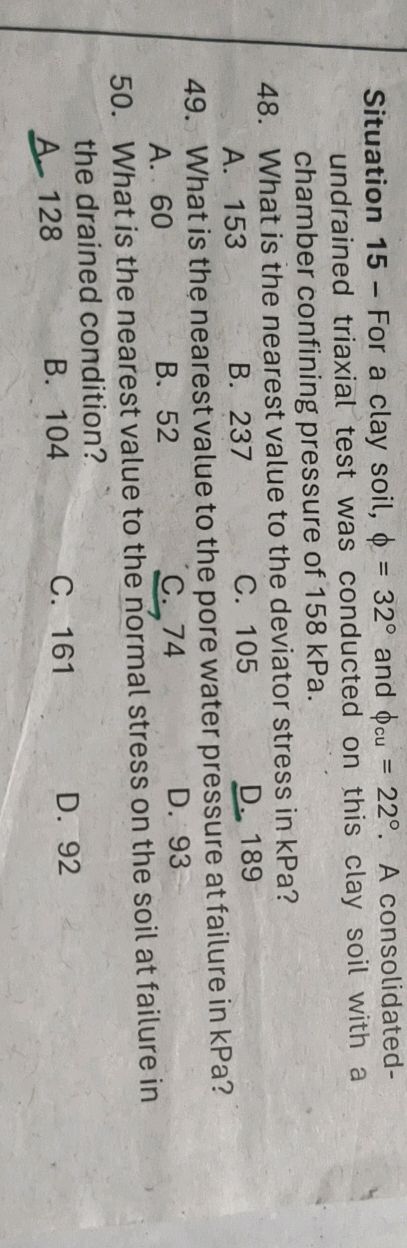 Situation 15 – For a clay soil, $ = 32^ $ | StudyX