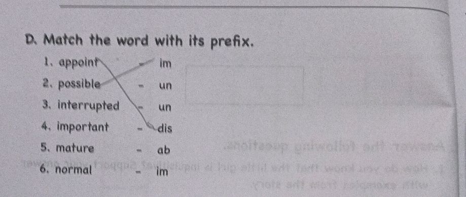 D. Match the word with its prefix. 1. | StudyX
