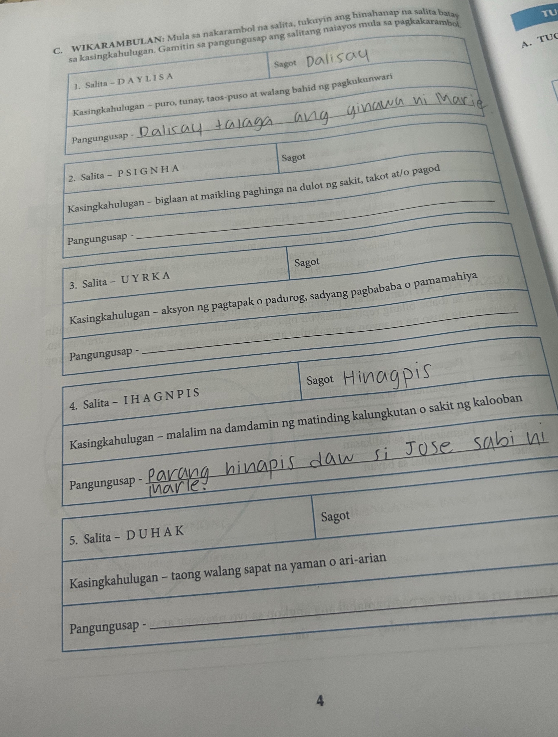 1. Salita - DAYLISA Sagot Dalisay | StudyX