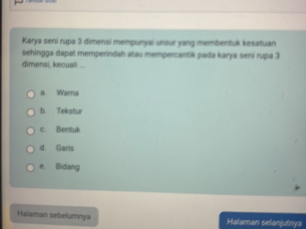 Karya seni rupa 3 dimensi mempunyai unsur | StudyX