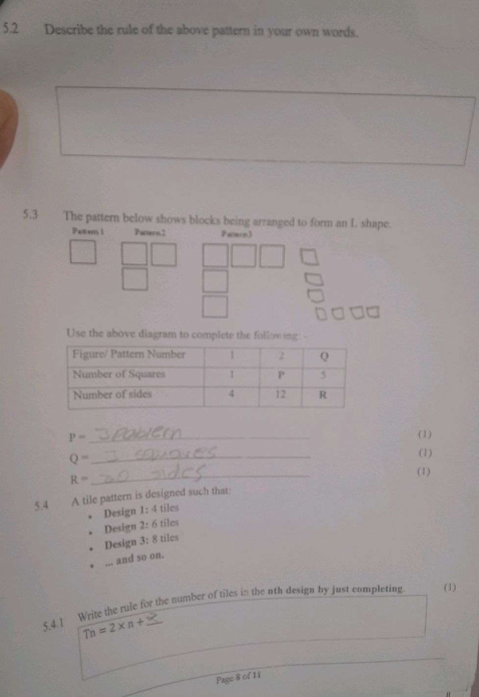 5.3 The pattern below shows blocks being | StudyX