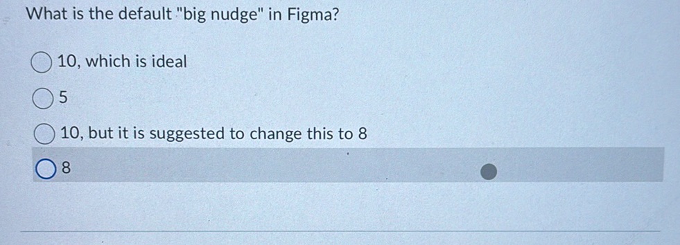 What is the default "big nudge" in Figma? | StudyX