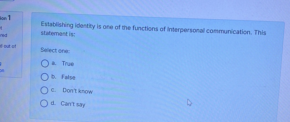 Establishing identity is one of the | StudyX