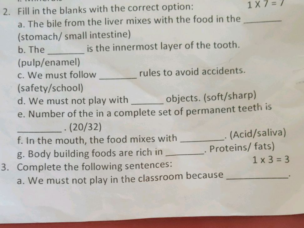 2. Fill in the blanks with the correct | StudyX