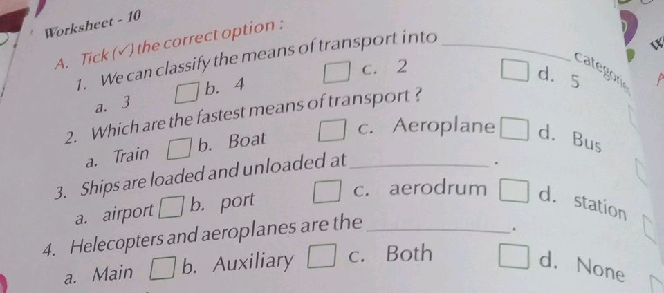 A. Tick ( ) the correct option: 1. We can | StudyX
