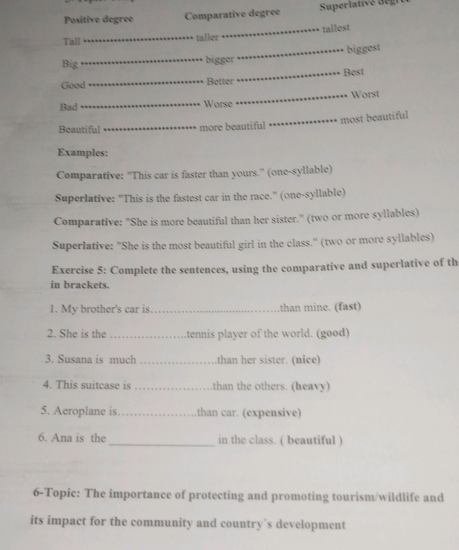 Exercise 5: Complete the sentences, using | StudyX