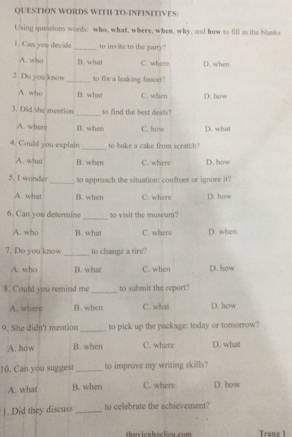 QUESTION WORDS WITH TO-INFINITIVES: Using | StudyX