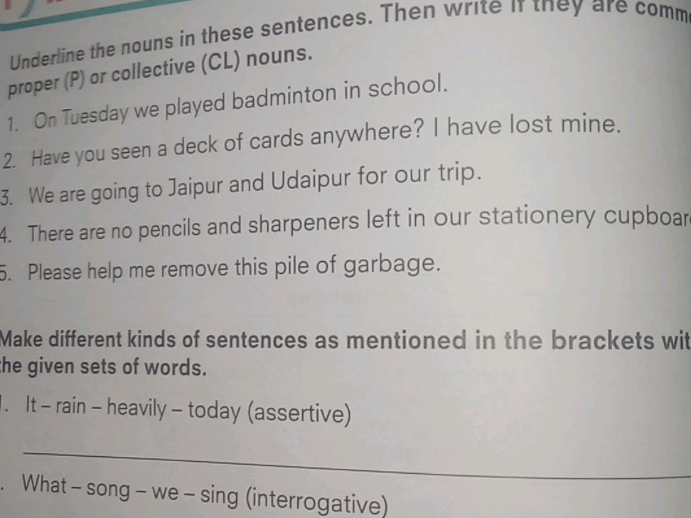 Underline the nouns in these sentences. Then | StudyX