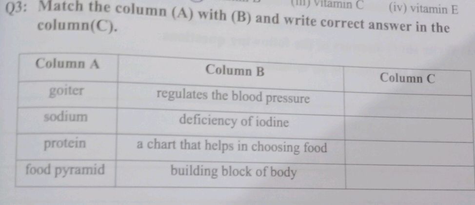 Q3: Match the column (A) with (B) and write | StudyX