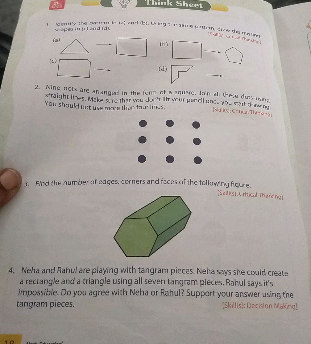 1. Identify the pattern in (a) and (b). | StudyX