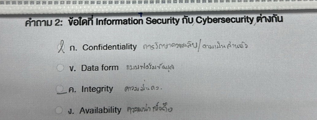 คำถาม 2: ข้อใดที่ Information Security กับ | StudyX
