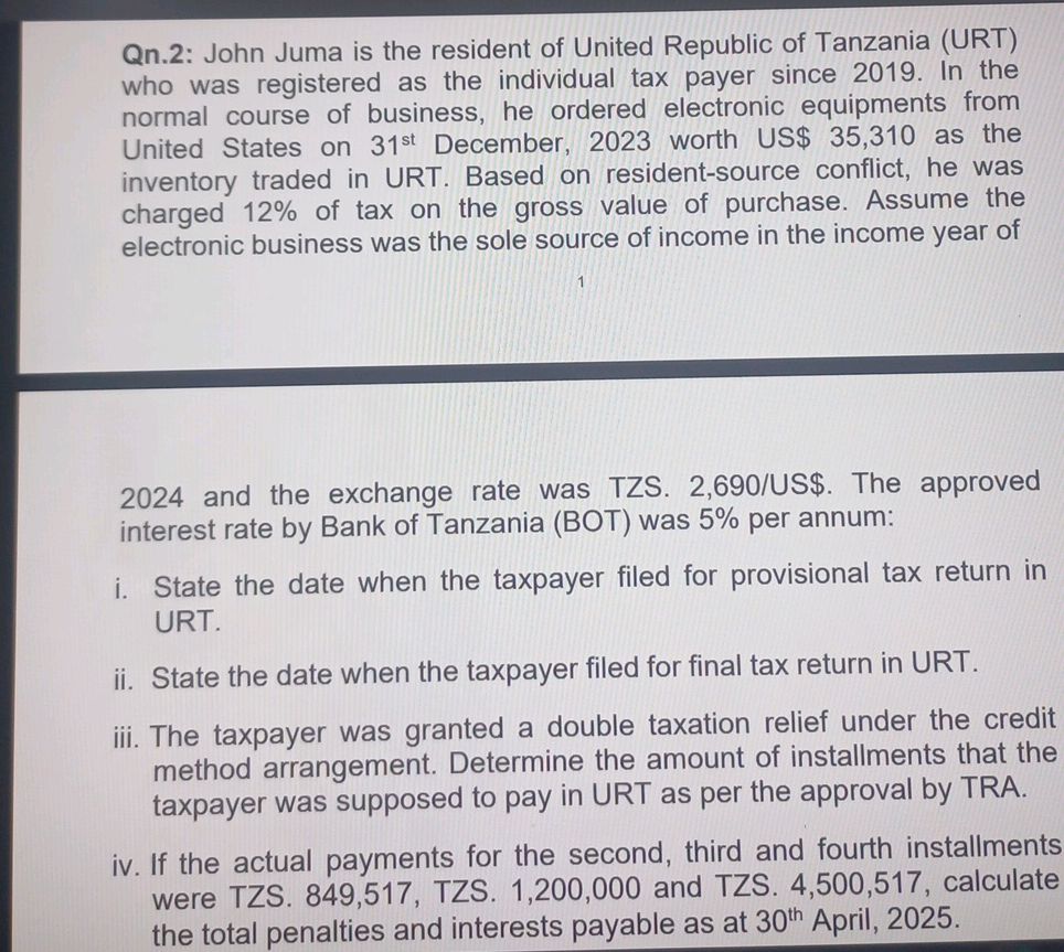 Qn.2: John Juma is the resident of United | StudyX