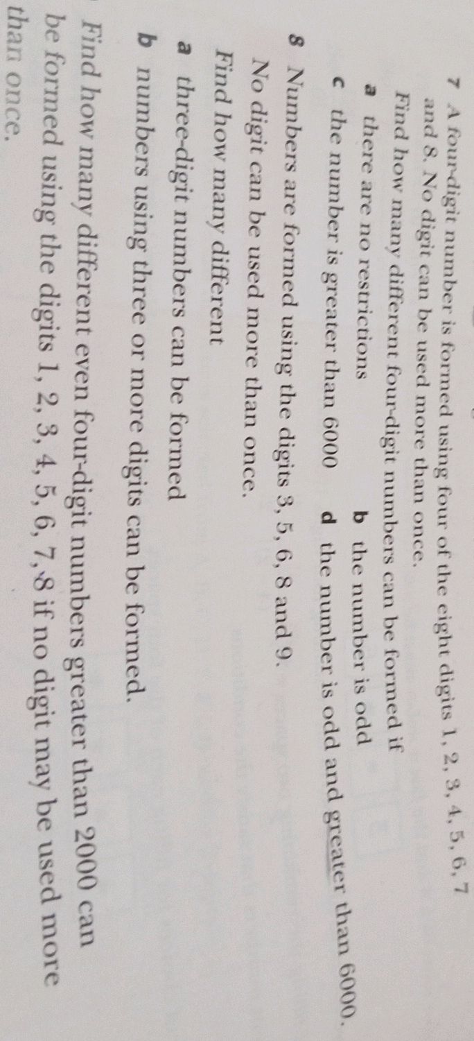 7 A four-digit number is formed using four | StudyX