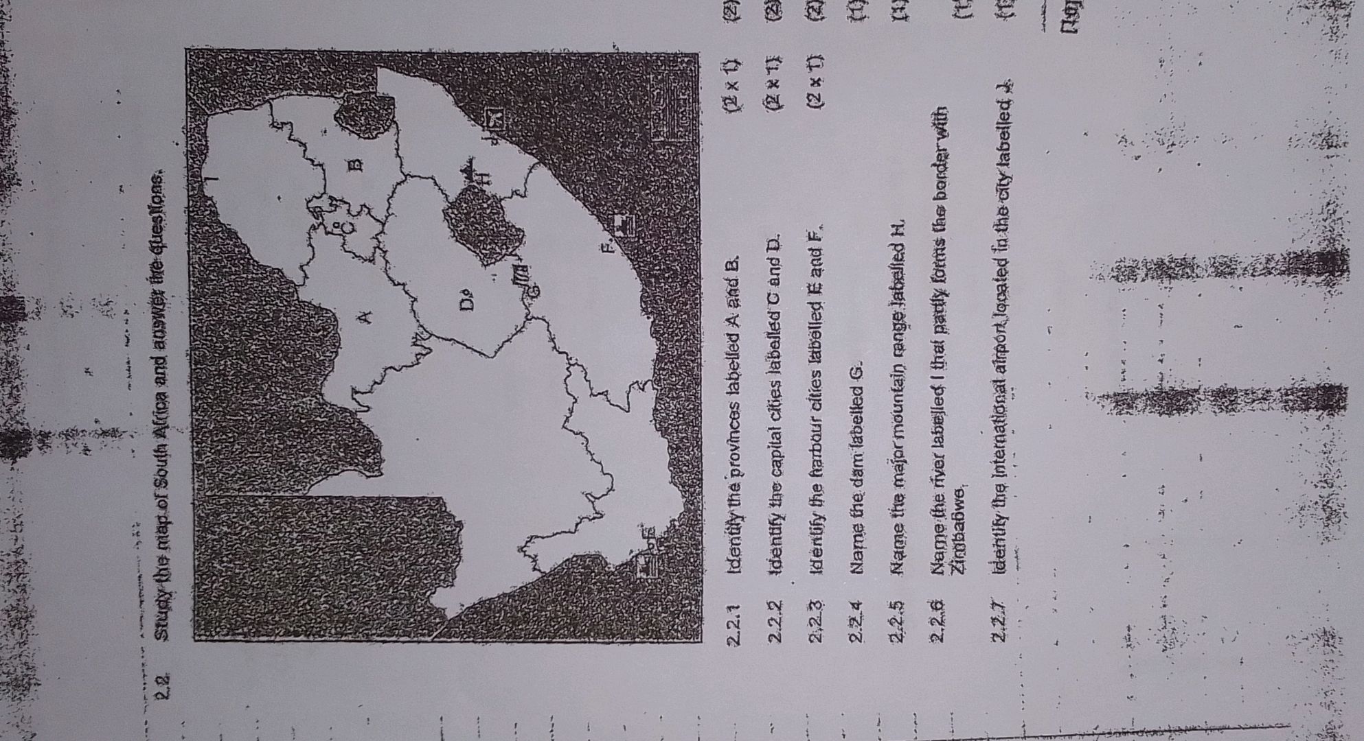 2.2 Study the map of South Africa and answer | StudyX