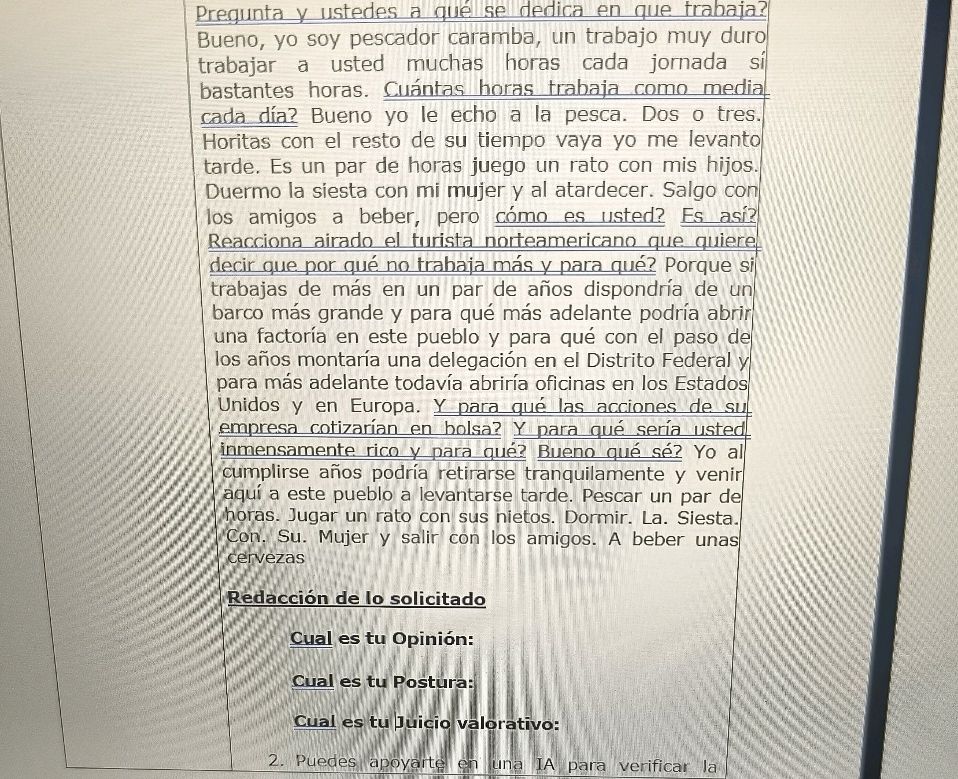 Pregunta y ustedes a que se dedica en que | StudyX