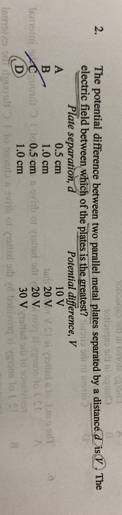 2. The potential difference between two | StudyX