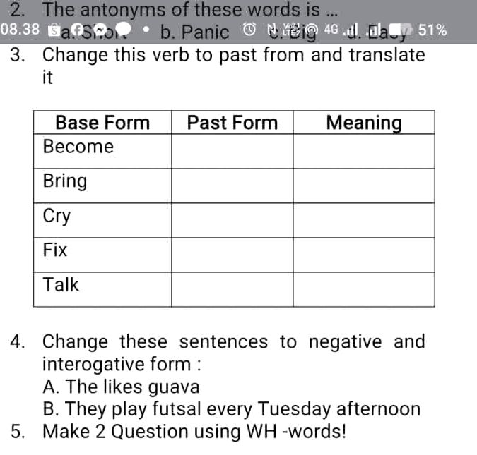 3. Change this verb to past form and | StudyX