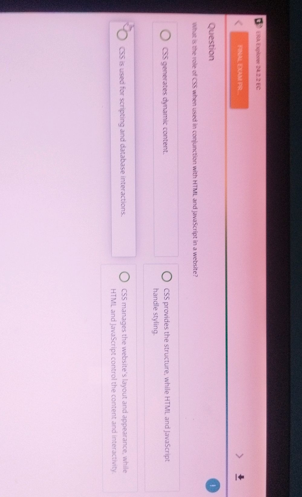 What is the role of CSS when used in | StudyX