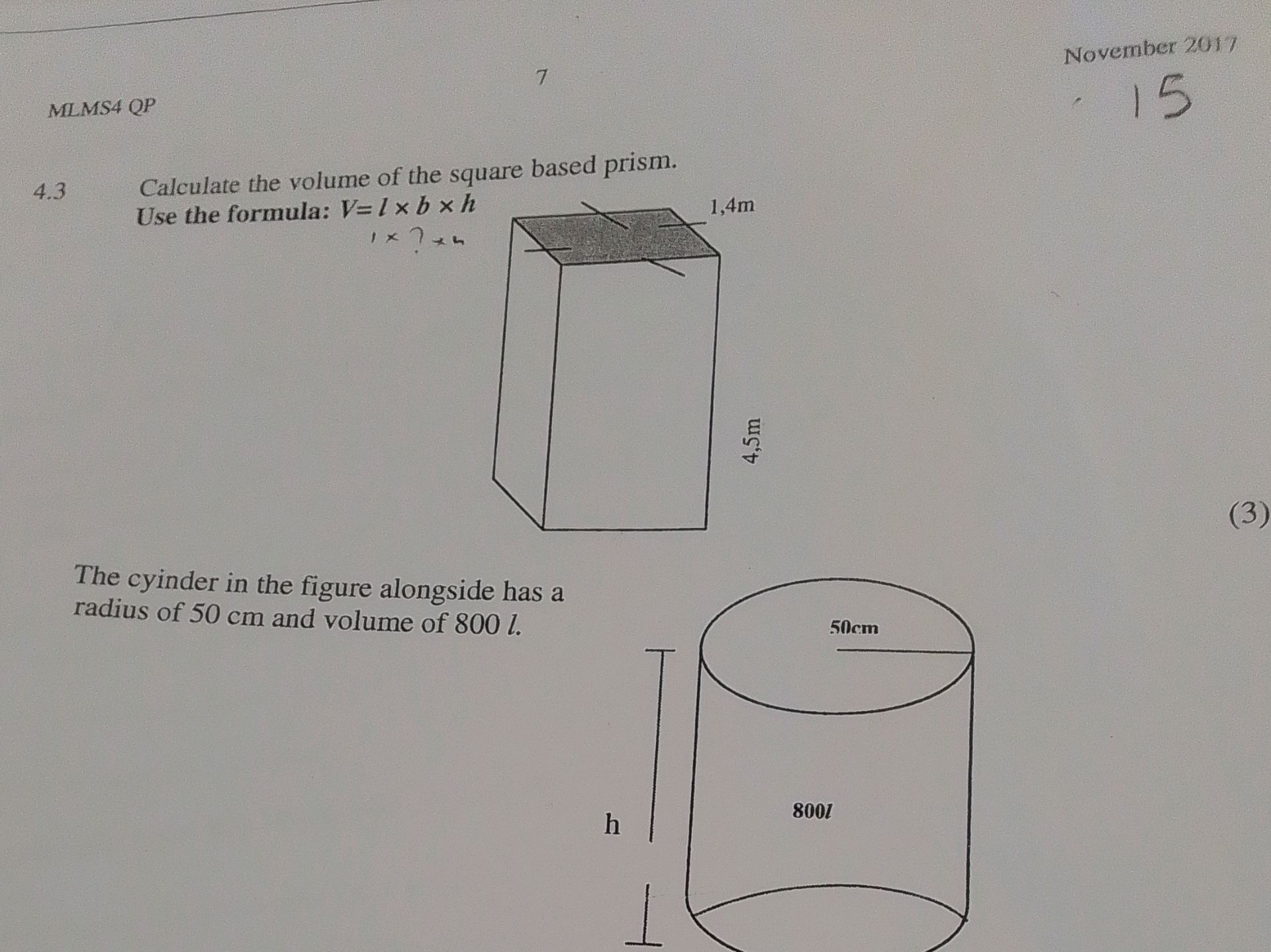 4.3 Calculate the volume of the square based | StudyX