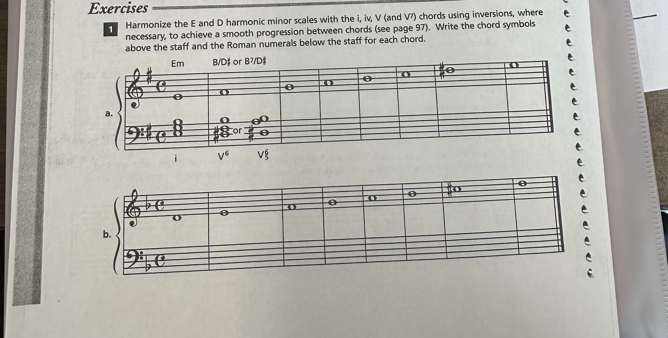 Harmonize the E and D harmonic minor scales | StudyX